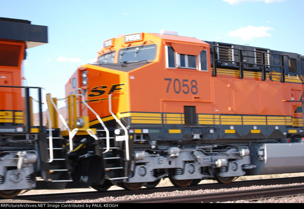 BNSF 7058 #3 unit behind BNSF 7061 heads west on Her First Outting on the BNSF Transcon!!!